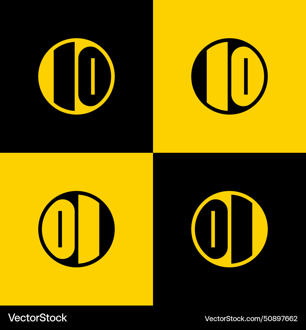 Simple io and oi letters circle logo set suitable Vector Image