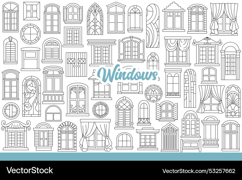 Window and stained glass decorated with curtains Vector Image