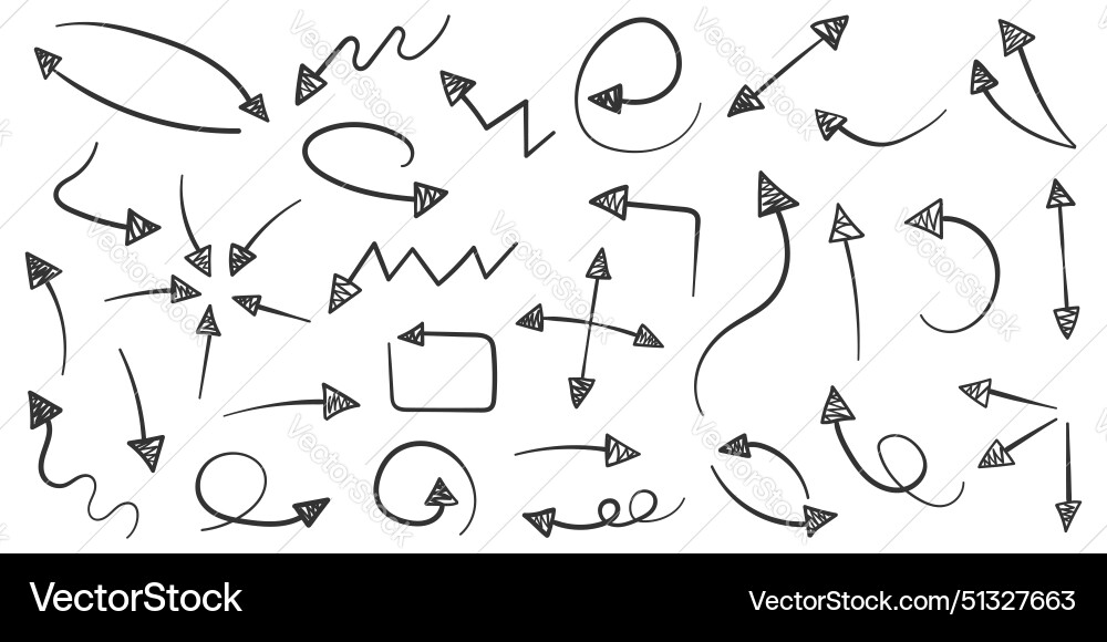 Arrow icon in hand drawn style handmade doodle Vector Image