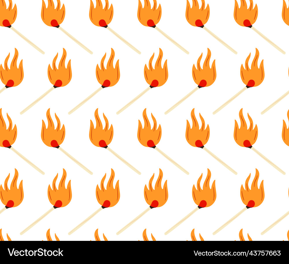 Burning match with fire hand draw isolated Vector Image