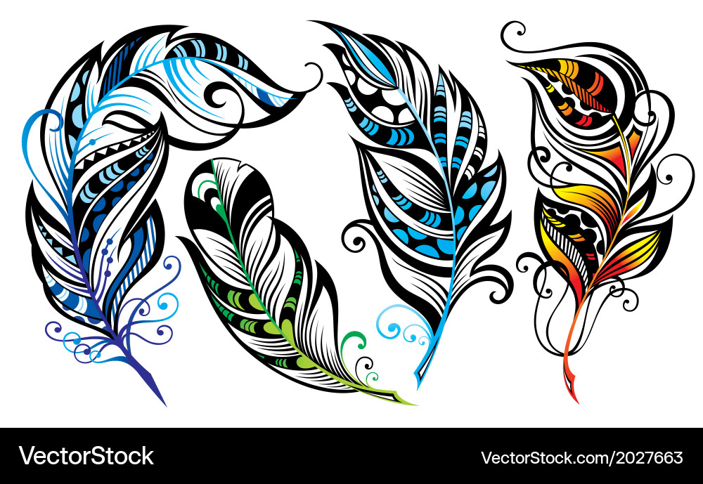 Collection of Feathers Royalty Free Vector Image