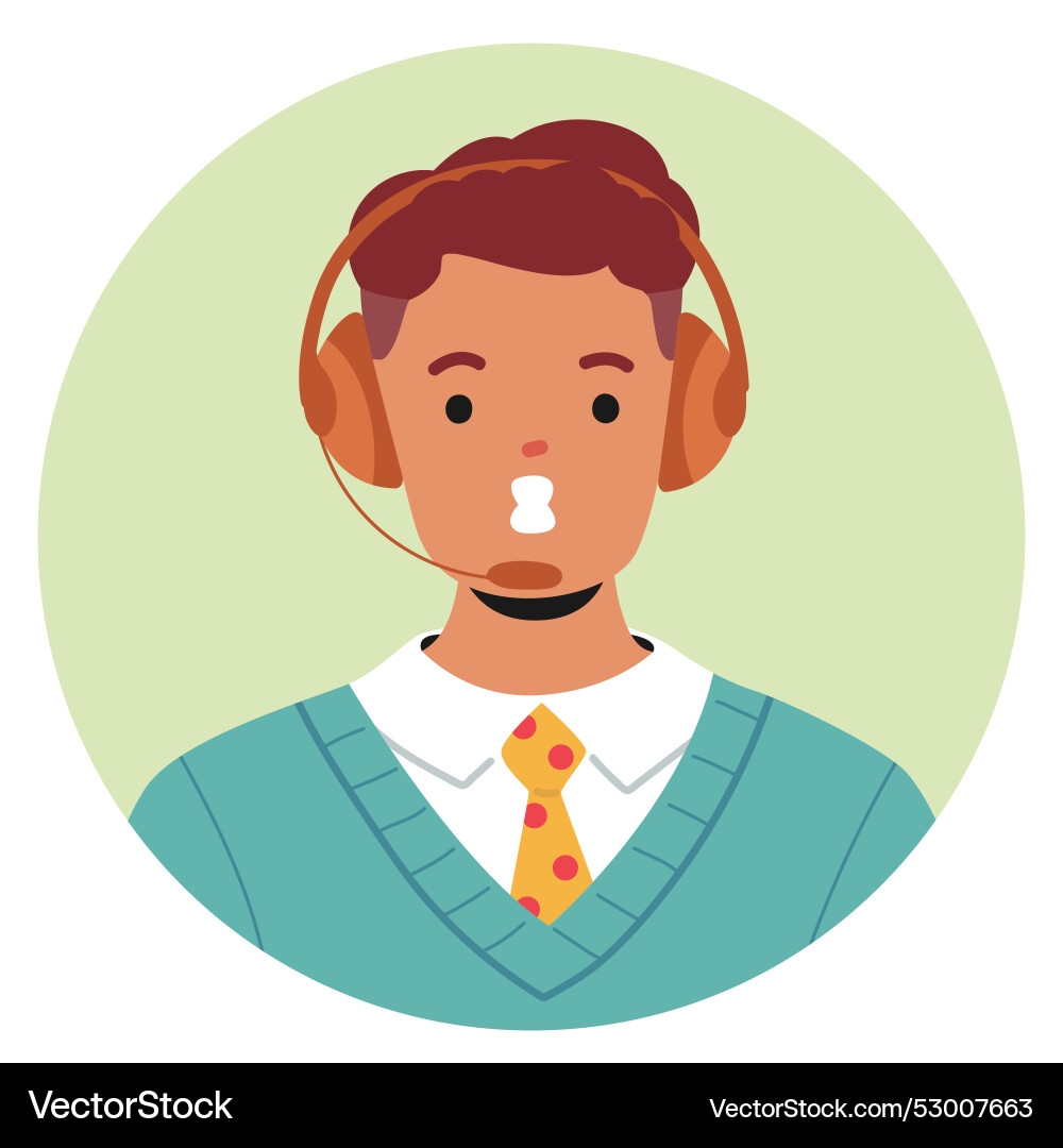 Customer service representative wearing headset Vector Image