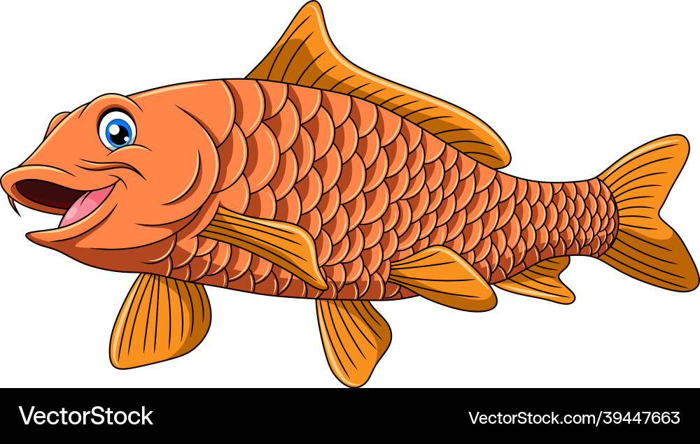 Cute Cartoon Carp Fish Royalty Free Vector Image