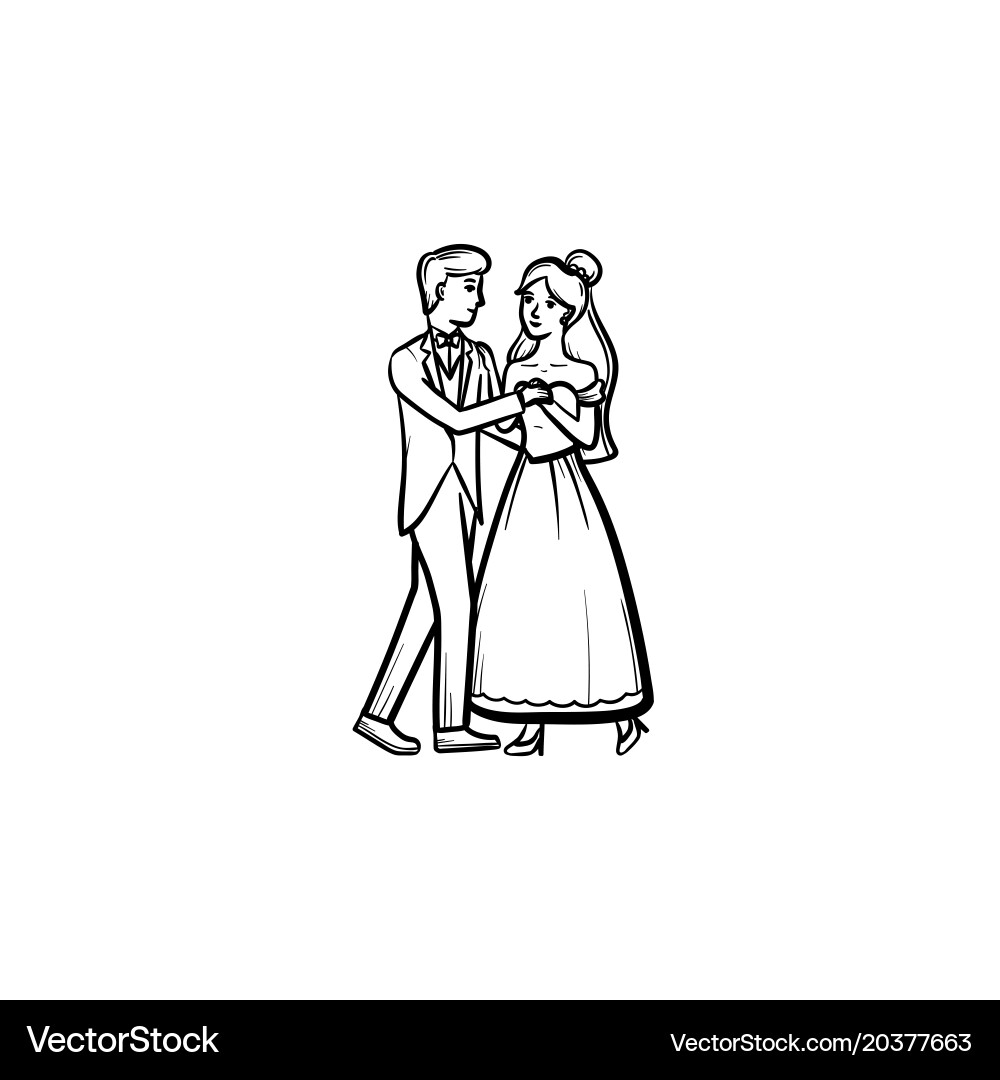 First wedding dance hand drawn sketch icon Vector Image