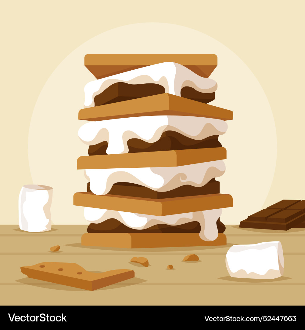 Flat delicious smore set Royalty Free Vector Image