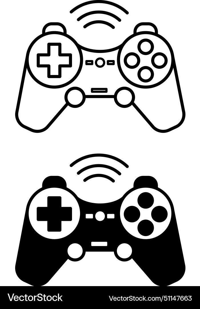 Gaming icons black and white of wireless Vector Image