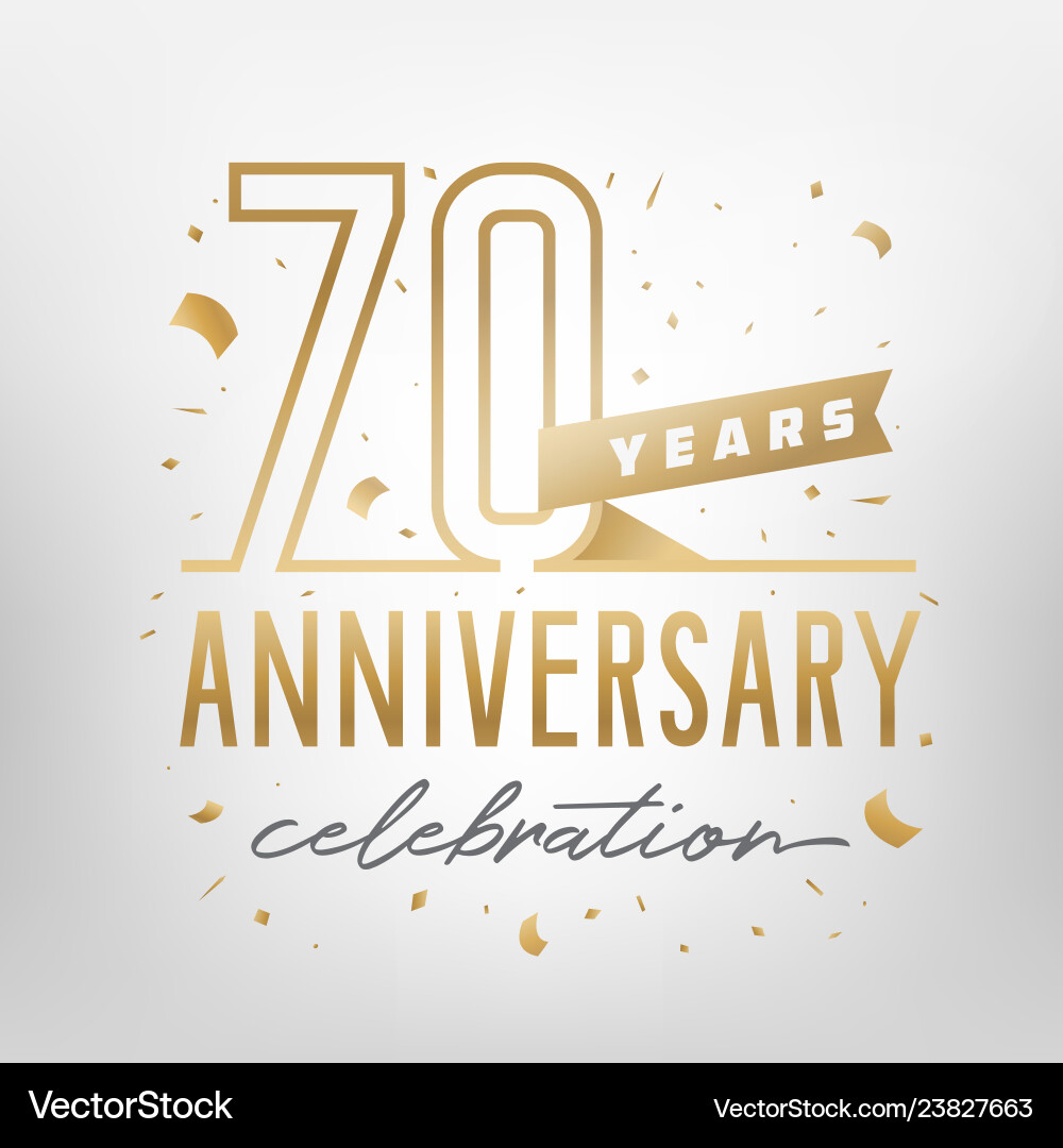 Golden 70th Anniversary Celebration Royalty Free Vector