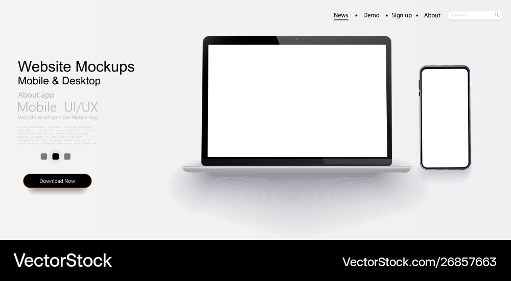 Laptop mobile phone with blank screen Royalty Free Vector