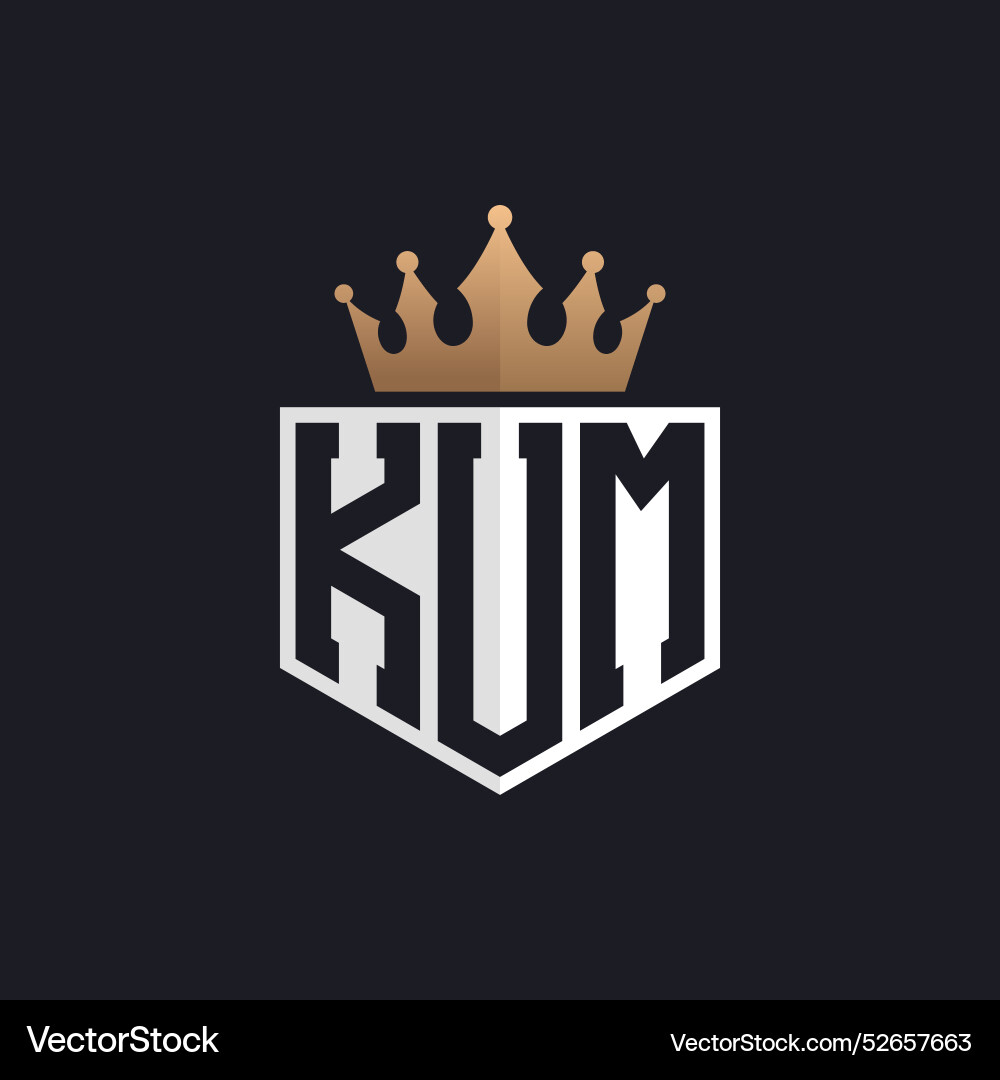 Luxury kum logo with crown elegant initials Vector Image