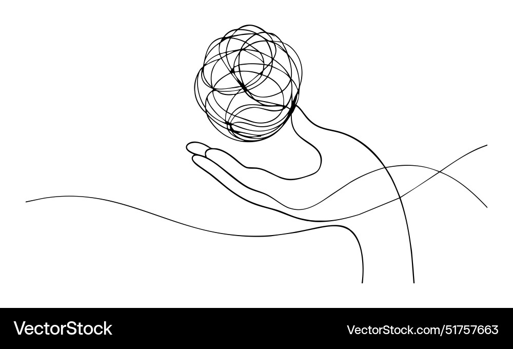 Mental health concept one line continuous drawing Vector Image