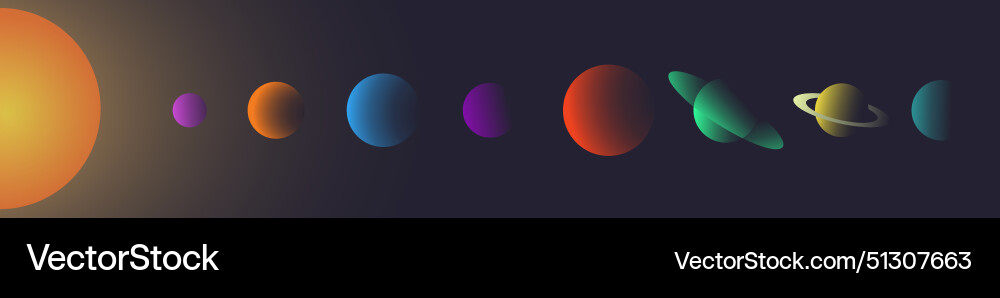 Planets of our solar system gradient Royalty Free Vector