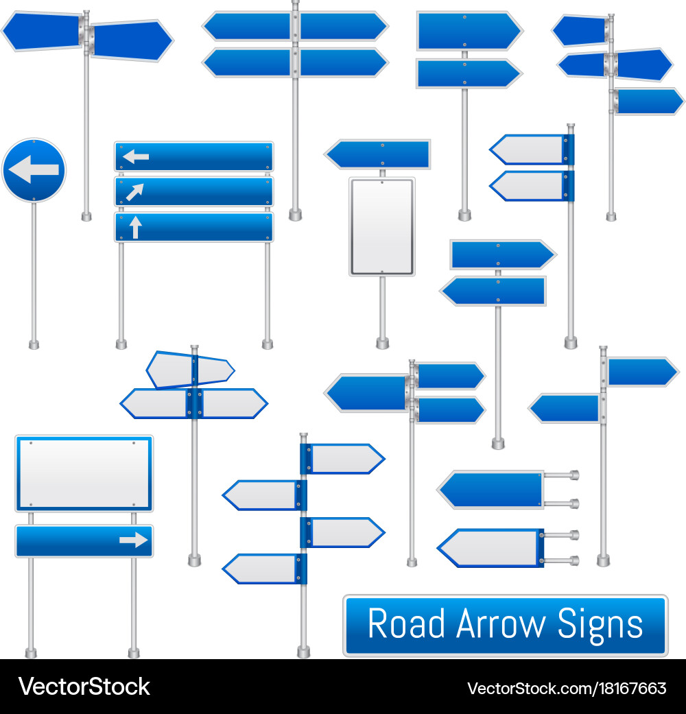 Road arrow signs realistic set Royalty Free Vector Image