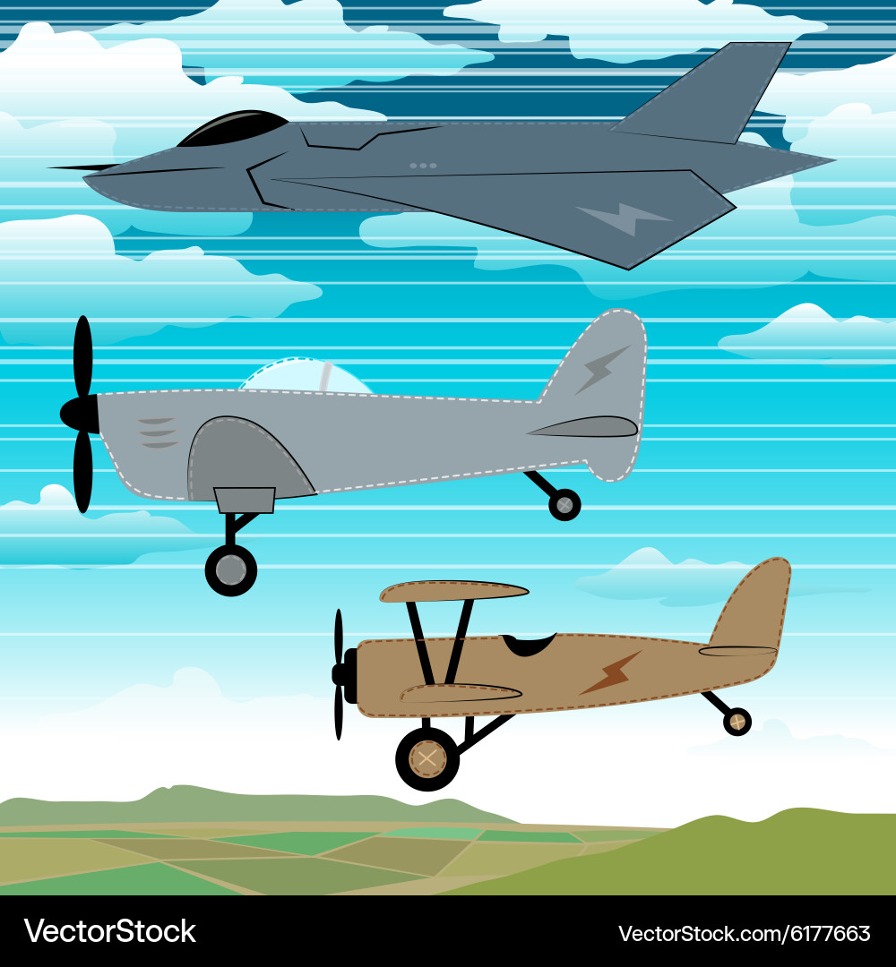 Three Military Aircraft in Sky Royalty Free Vector Image