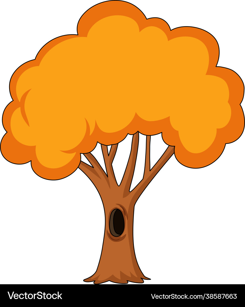 Tree with hole cartoon style isolated Royalty Free Vector