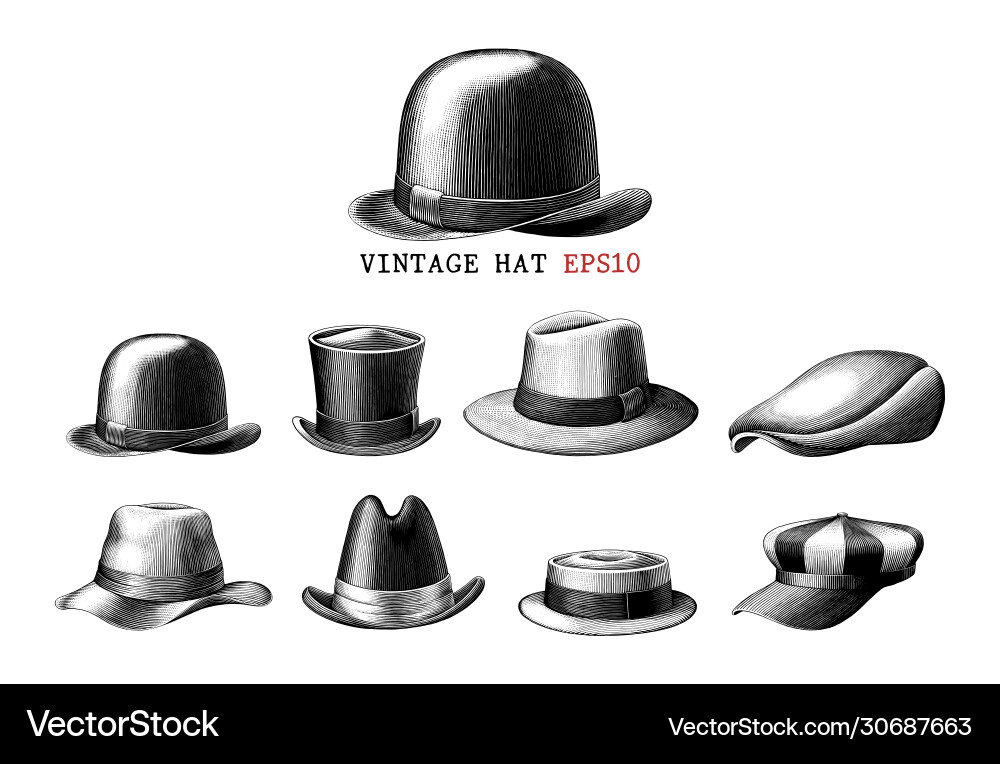Vintage Hat Drawing 1930s & 1940s Vintage Sewing Pattern HATS ONE SIZE