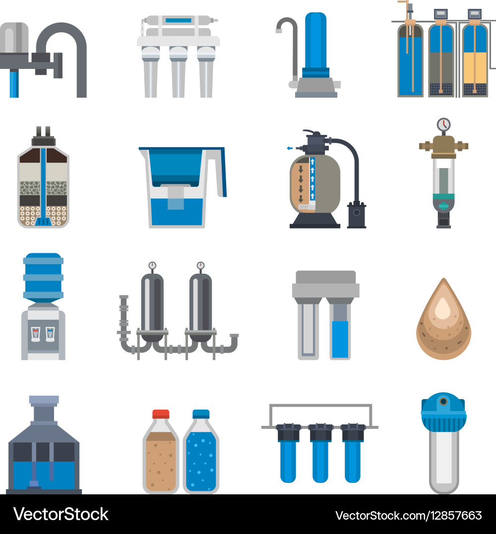 Water filtration icons Royalty Free Vector Image