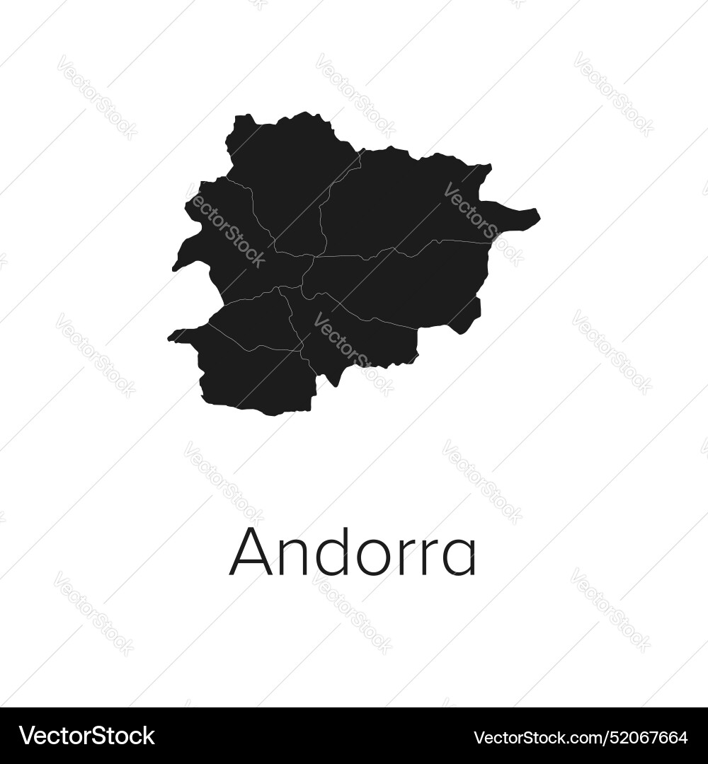 Andorra map - silhouette outline travel Royalty Free Vector