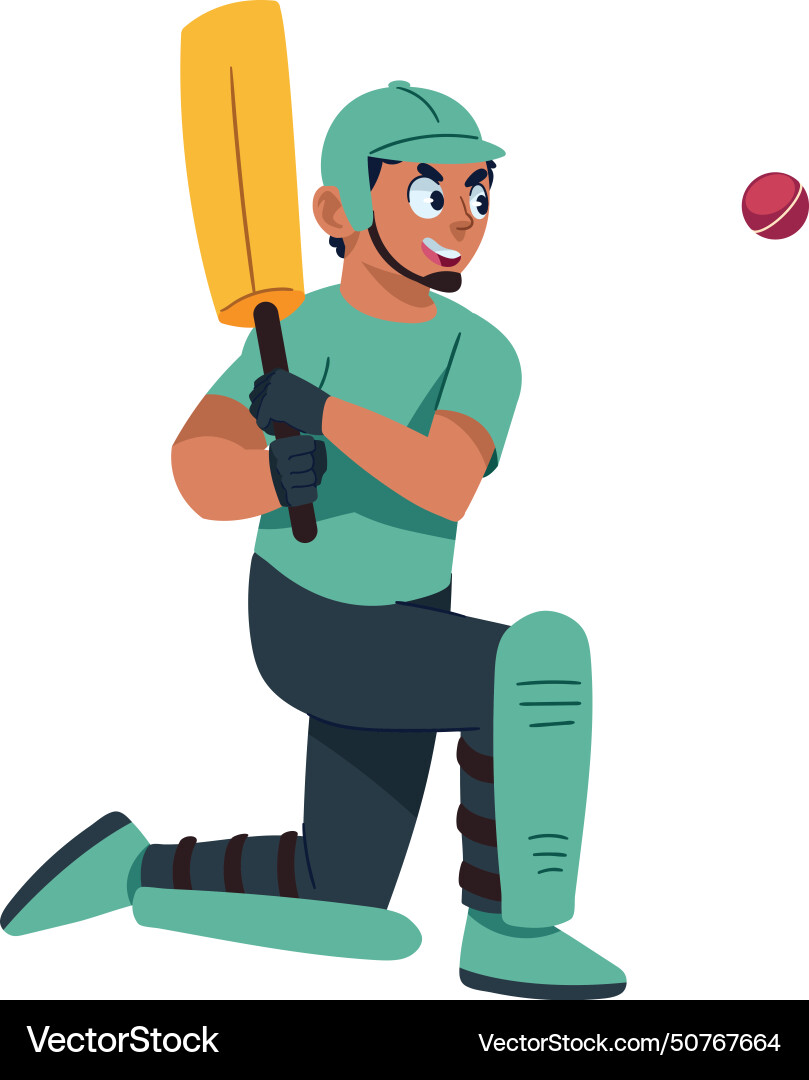 Cricket player cartoon Royalty Free Vector Image