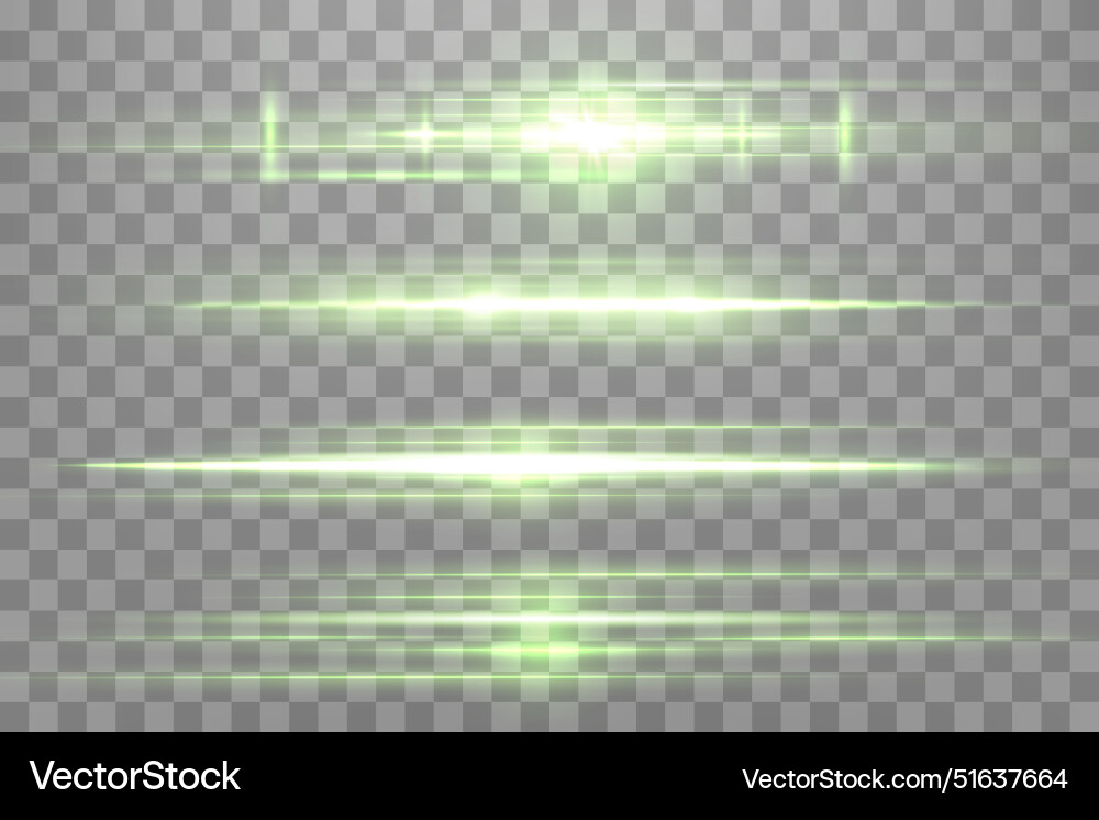 Green lens flares set isolated on transparent Vector Image