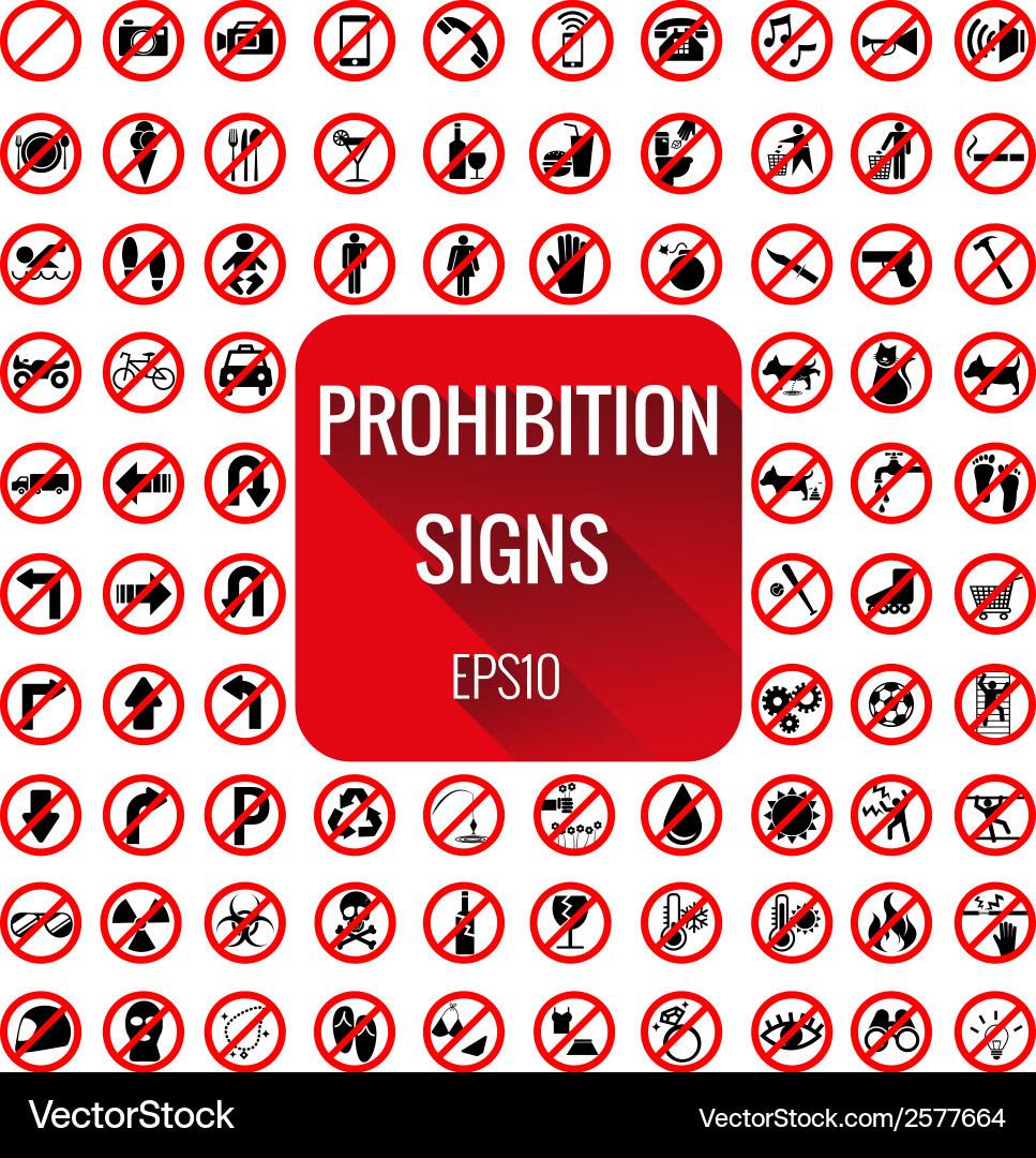 Prohibition signs set Royalty Free Vector Image