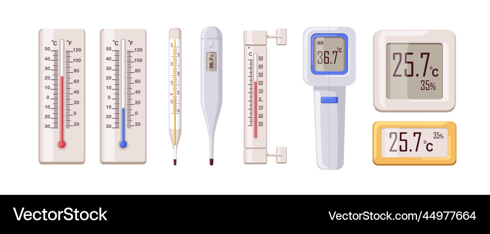 Thermometers set electronic digital and mercury Vector Image