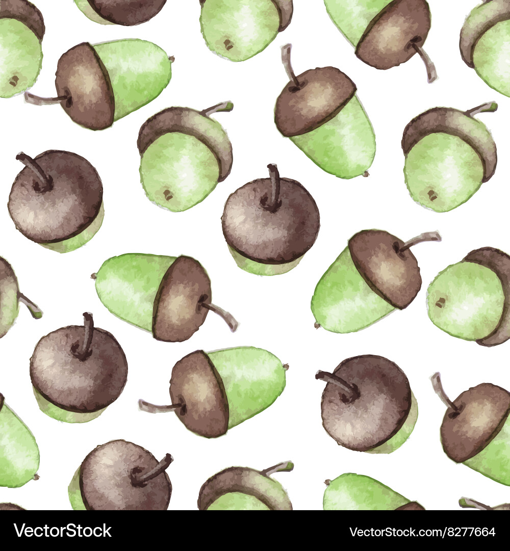 Watercolor seamless pattern with acorns Royalty Free Vector