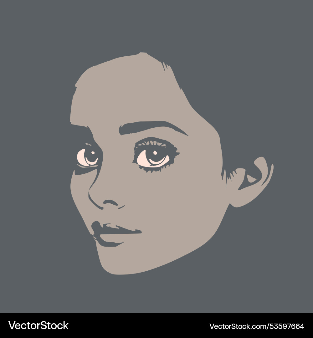 Young woman face front view in low key style Vector Image