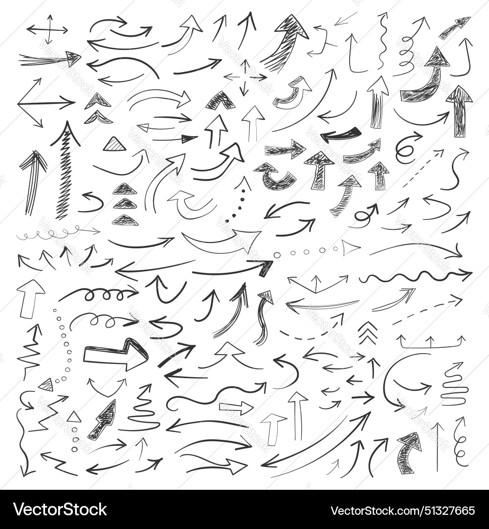 Arrow icon in hand drawn style handmade doodle Vector Image