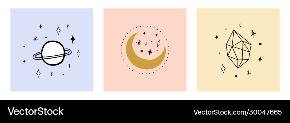 Collection mystical and mysterious cards Vector Image