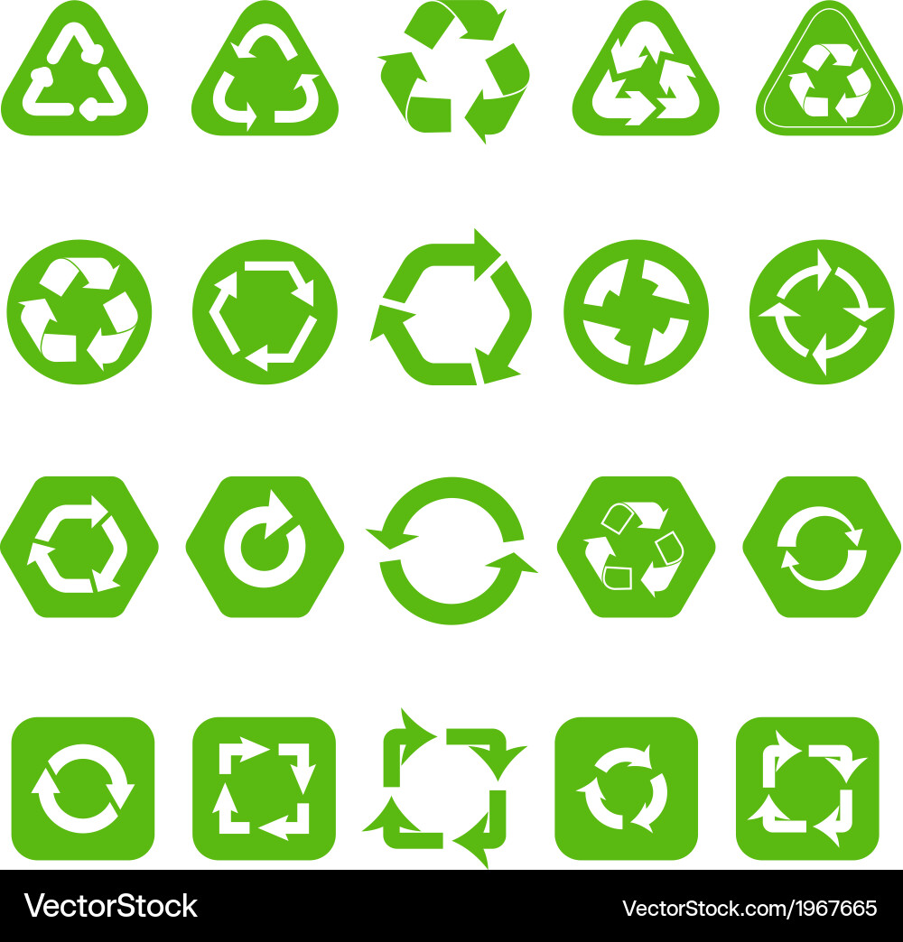 Collection of different recycle icons Royalty Free Vector