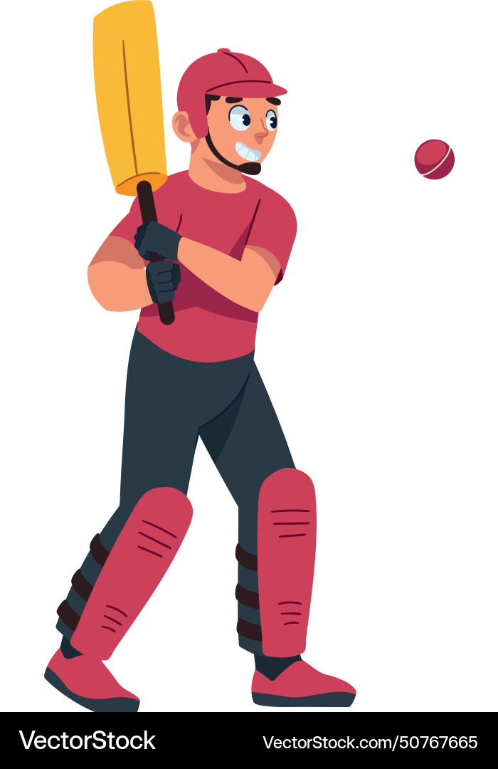 Cricket man character Royalty Free Vector Image