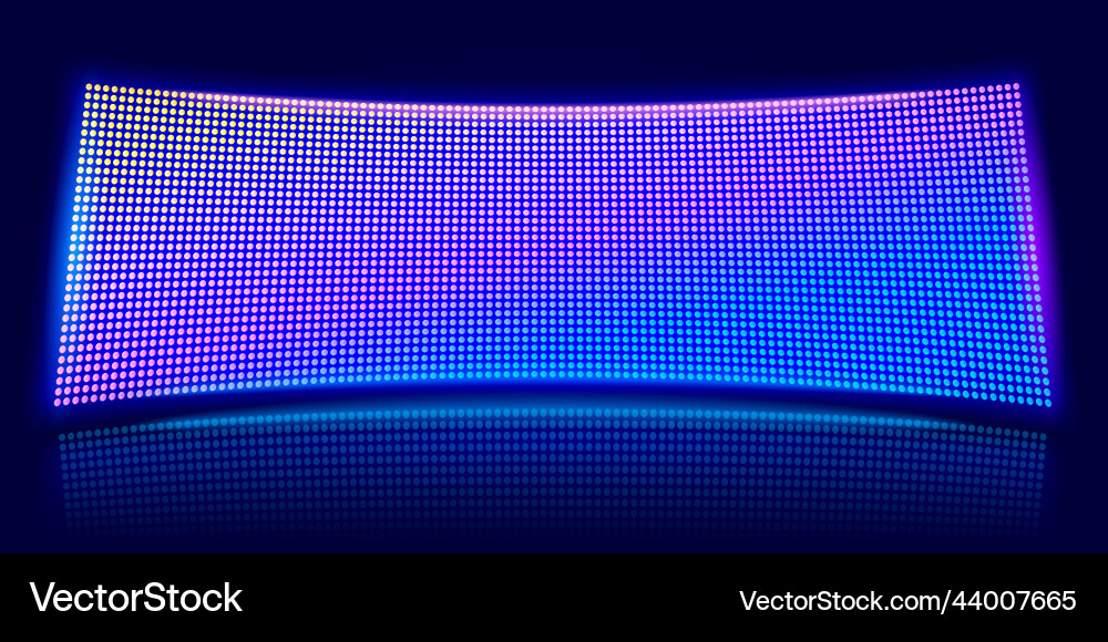 Curved led screen digital stadium scene glowing Vector Image
