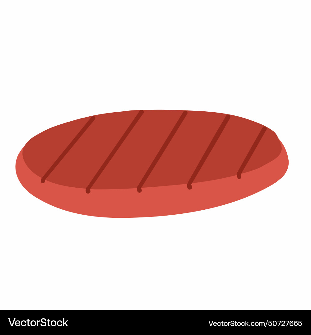 Grilled fried meat cutlet in cartoon flat style Vector Image