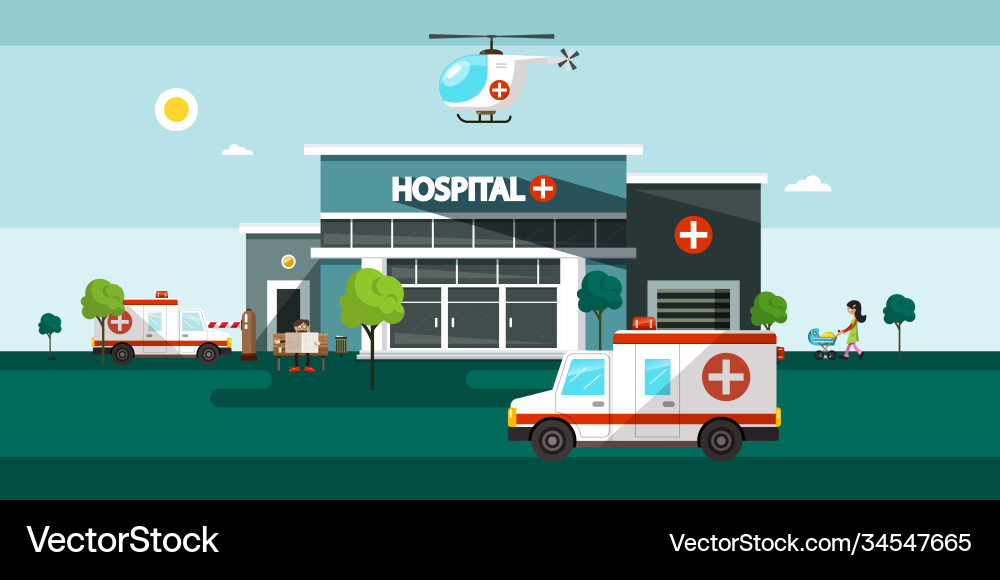 Hospital building cartoon Royalty Free Vector Image