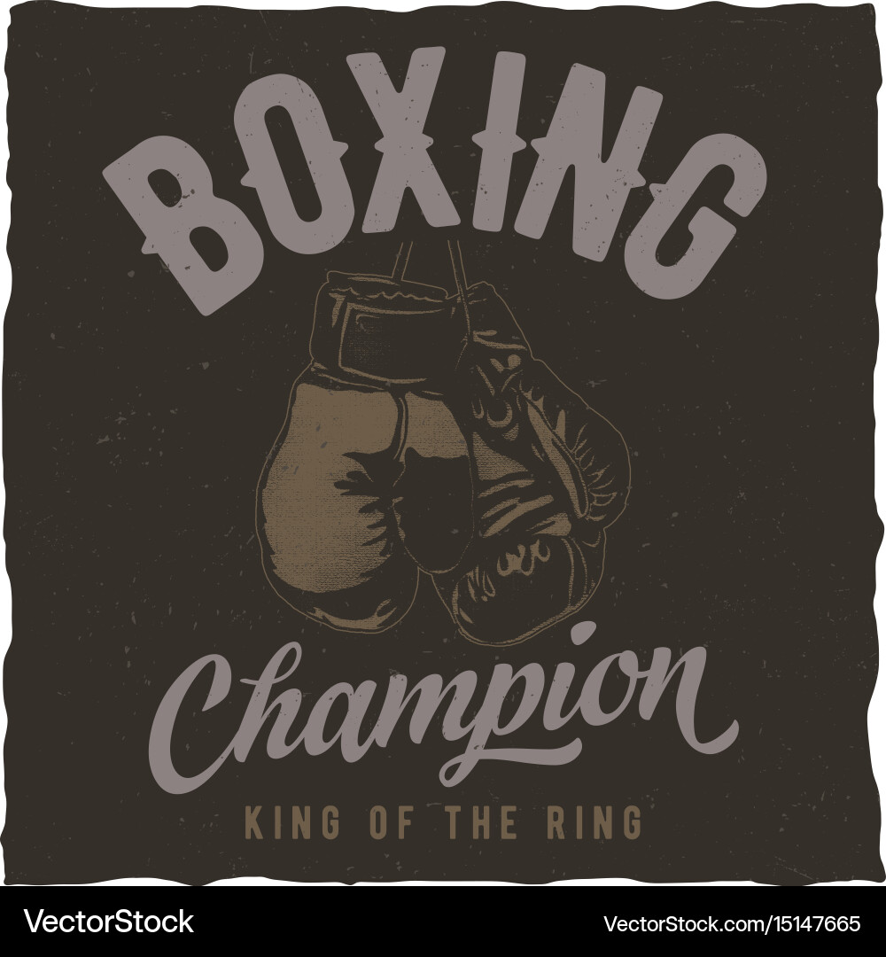Label design with of boxing gloves Royalty Free Vector Image