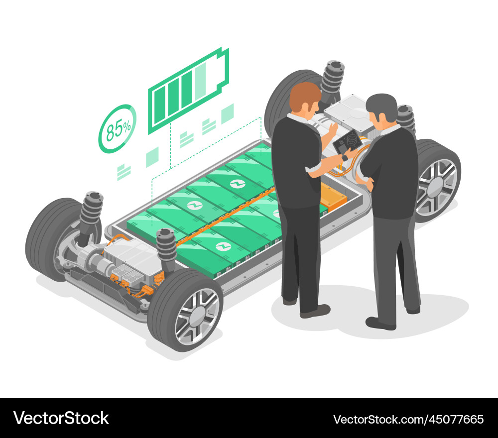 Manufacturing battery electric car production Vector Image