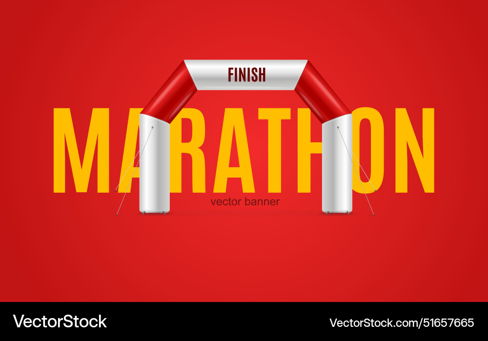 Realistic detailed 3d marathon finish ads banner Vector Image