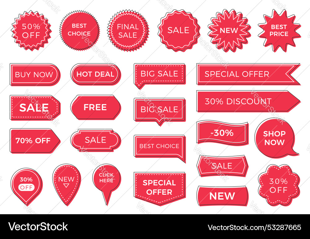 Red price tags Royalty Free Vector Image - VectorStock