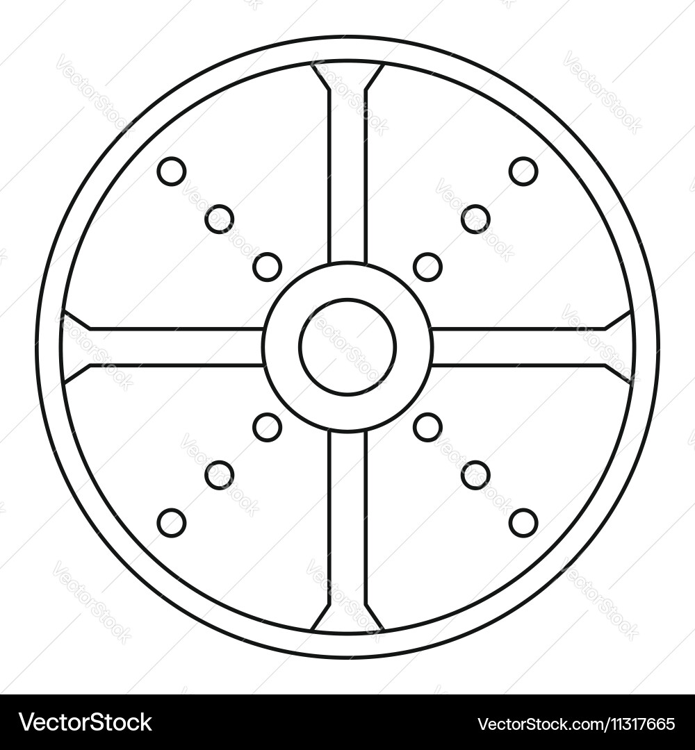 Round shield icon outline style Royalty Free Vector Image