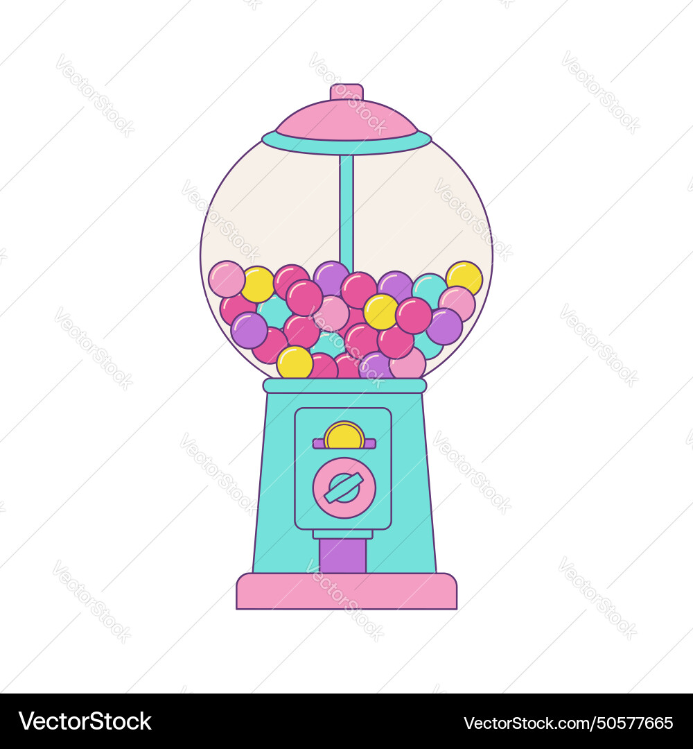 Sweet cartoon gumball machine multicolored candy Vector Image