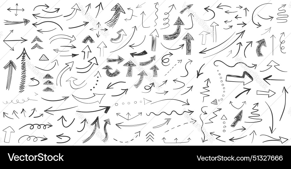 Arrow icon in hand drawn style handmade doodle Vector Image