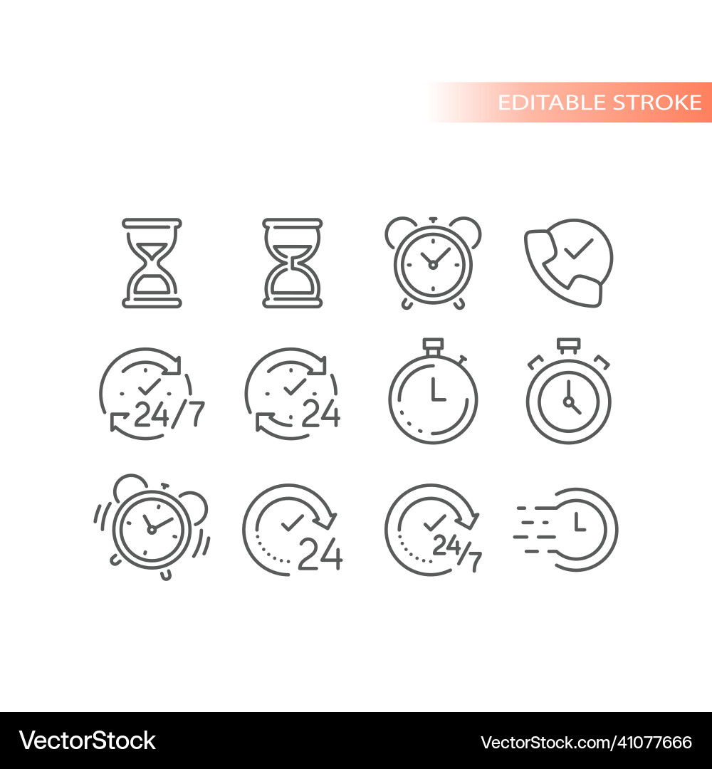 Clock outlined icon set Royalty Free Vector Image