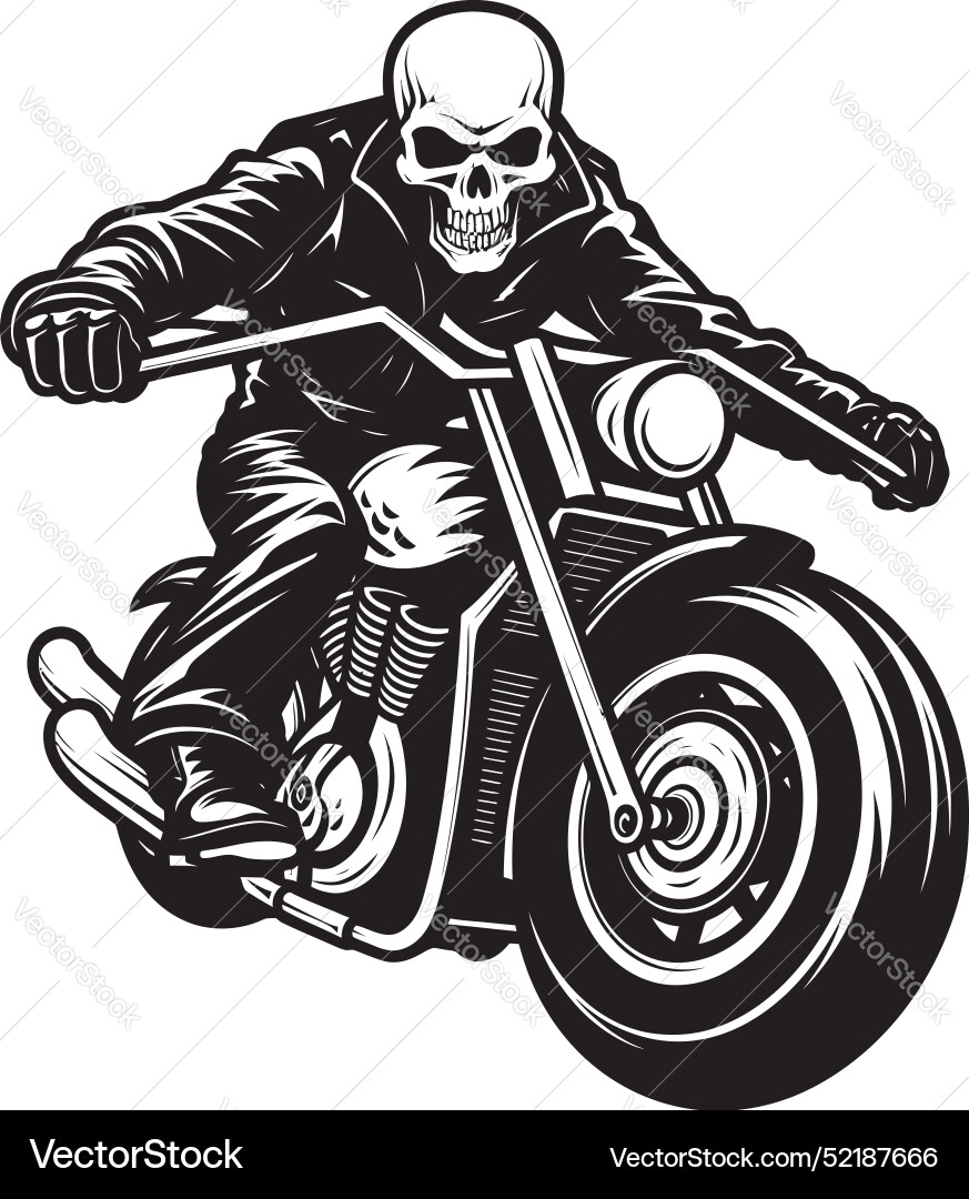 Death ride skeleton riding motorcycle black logo Vector Image