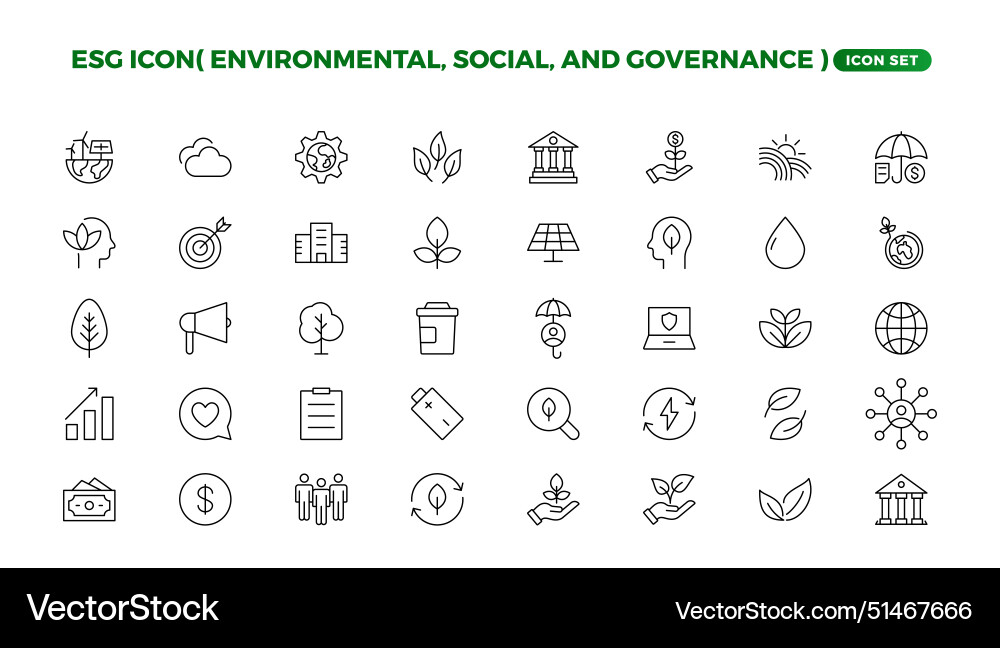 Esg icon set environmental social and governance Vector Image