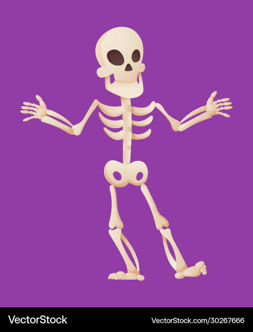 Lustige Cartoon Skelett breitet seine Hände Vektorbild