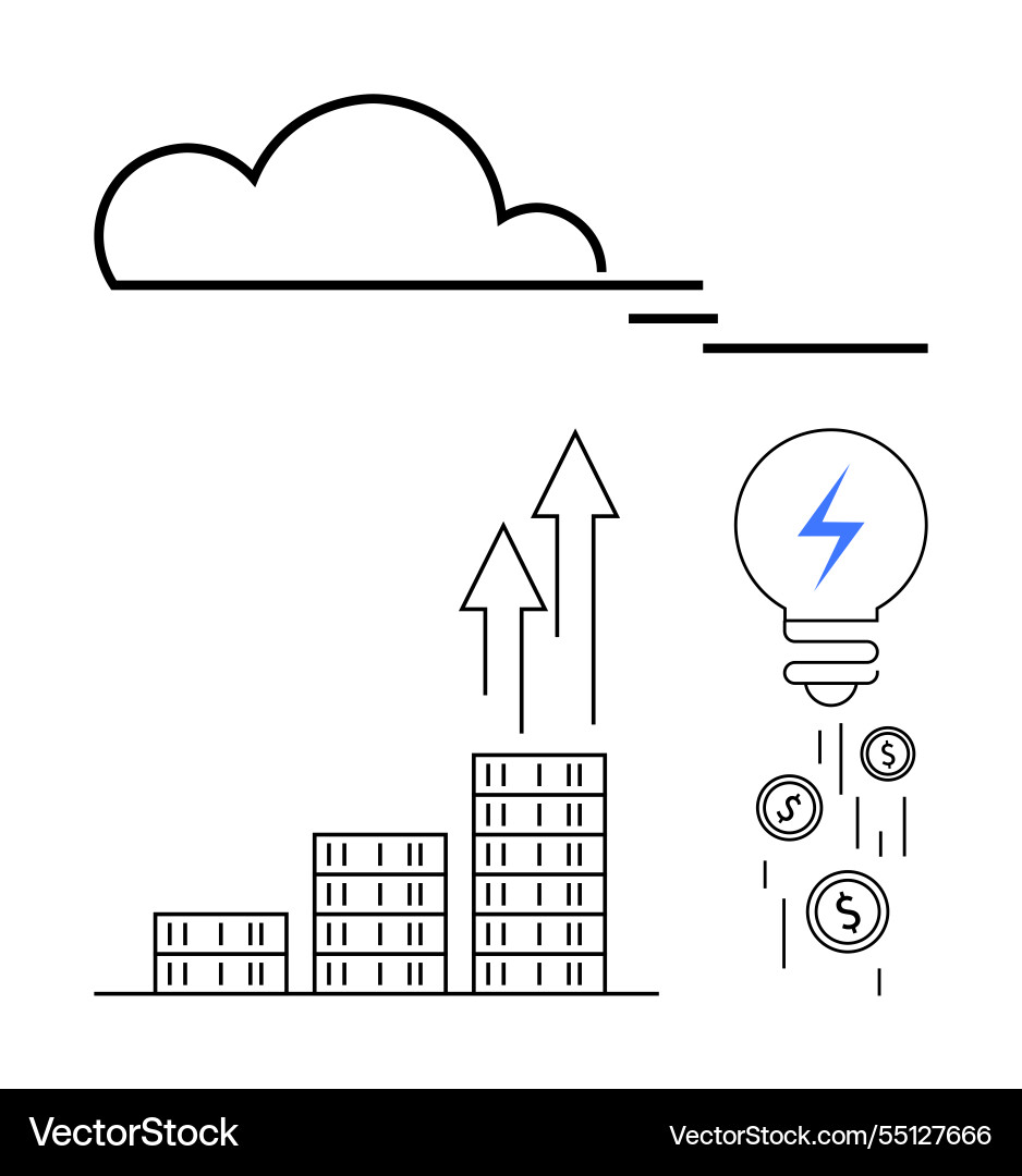 Growth and innovation concept with cloud rising Vector Image