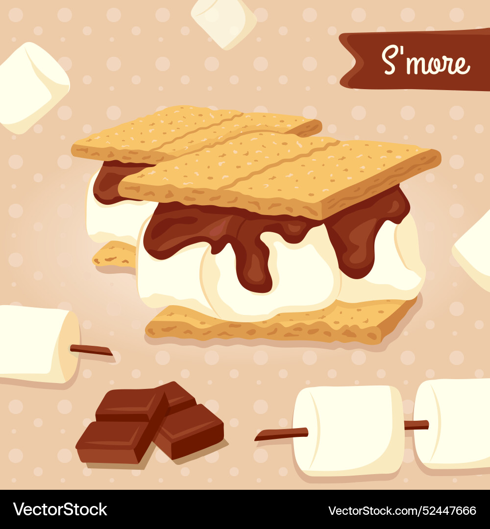 Hand drawn delicious smore set Royalty Free Vector Image