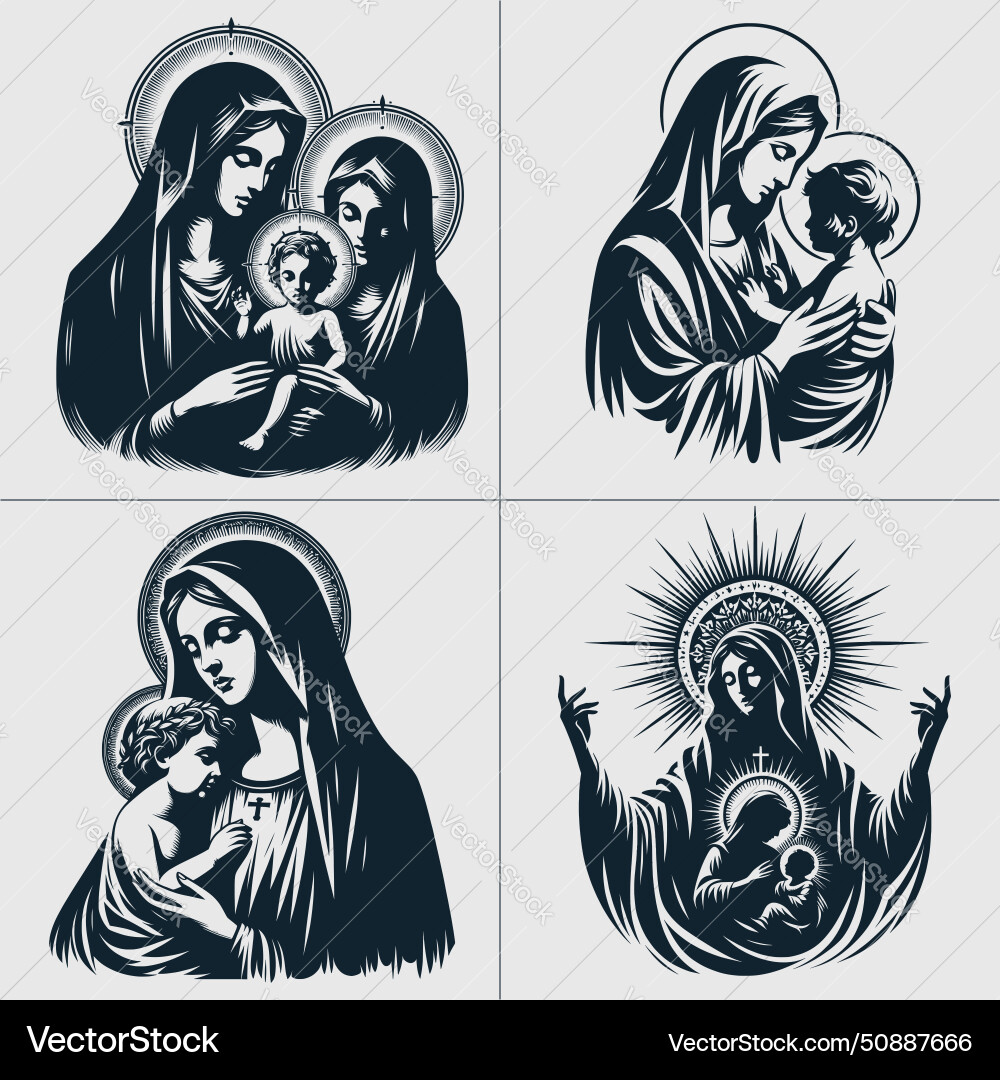 Mother of jesus virgin mary mother jesus blessed Vector Image