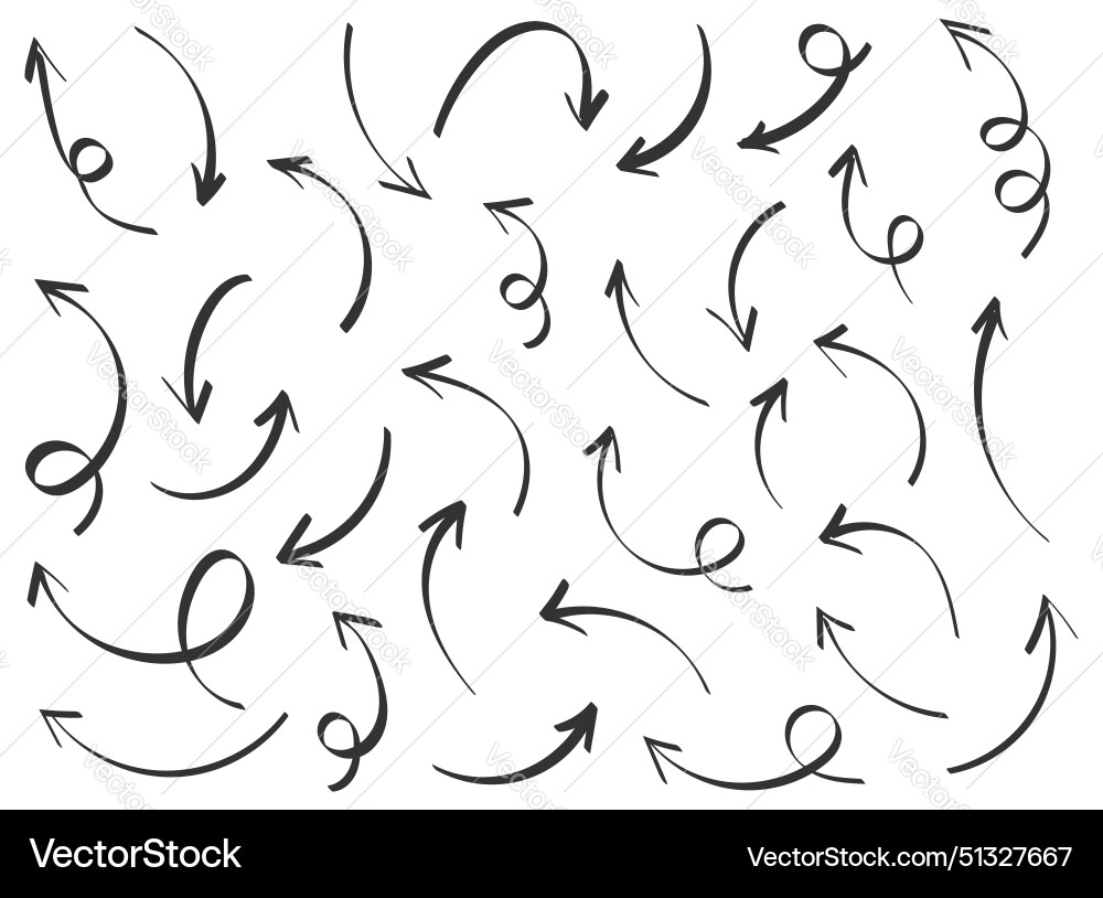 Arrow icon in hand drawn style handmade doodle Vector Image