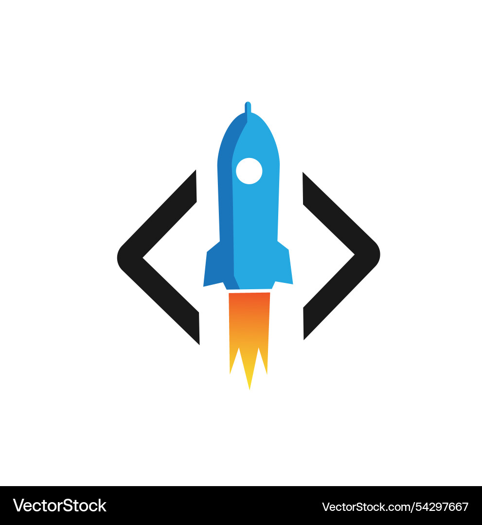 Code launch rocket logo symbol icon Royalty Free Vector